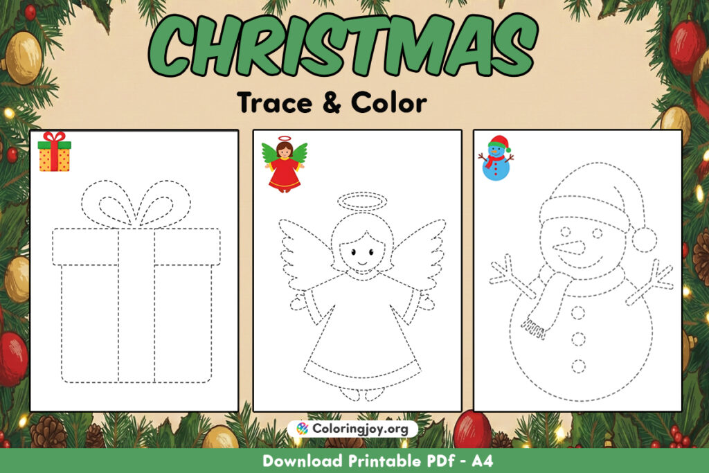 Free Christmas Tracing Worksheets - Trace & Color Printables