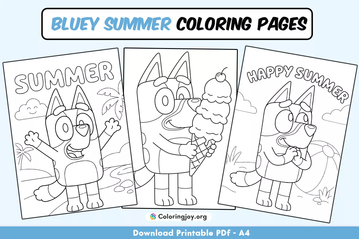 22 Summer Bluey Coloring Pages (Free PDFs Printable)